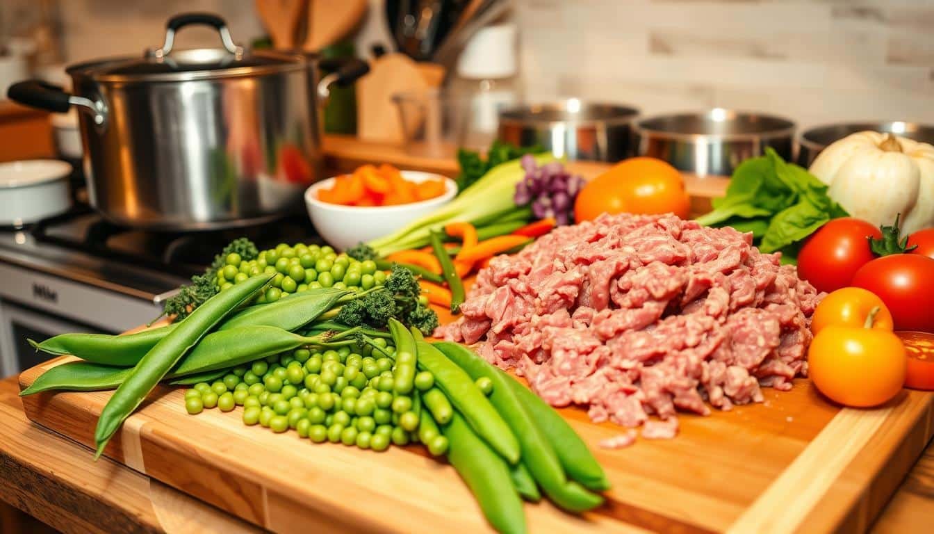 Homemade Beef And Sweet Peas Dog Food Recipe